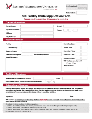 Fillable Online ewu SRC Facility bRental Application Formb Fax Email Print - pdfFiller