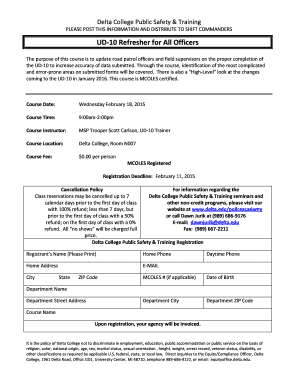 Fillable Online delta UD-10 Refresher for All Officers - Delta College ...