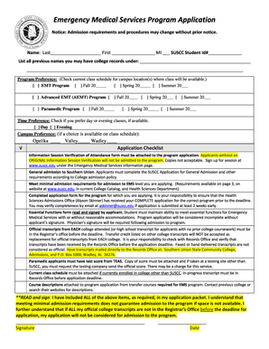 Fillable Online suscc EMT Application - Southern Union State Community College - suscc Fax Email ...