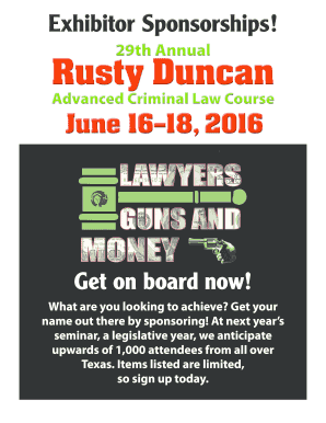 Fillable Online 29th nnual Rusty Duncan - TCDLA Fax Email Print - pdfFiller