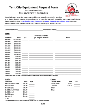 Fillable Online Tent City Equipment Request Form Fax Email Print ...