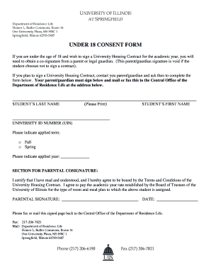 Fillable Online uis UNDER 18 CONSENT FORM - University of Illinois at ...