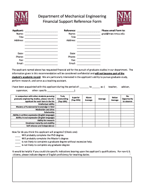 Fillable Online Financial support reference form - New Mexico State ...
