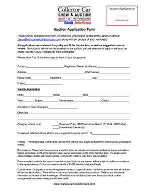 Fillable Online Auction Application - Vancouver Collector Car Show Fax ...