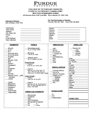 Fillable Online vet purdue CLINICAL PATHOLOGY LABORATORY Fax Email ...