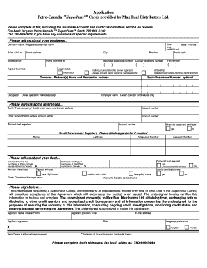 Fillable Online maxfuel BApplicationb Petro-bCanadab SuperPass Cards ...