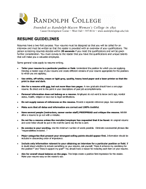Fillable Online Resume Handout in Fulldoc Fax Email Print - pdfFiller