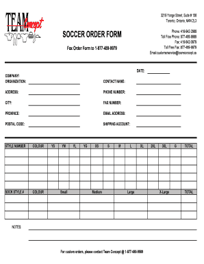 Fillable Online teamconcept Soccer Order Form - Team Concept Canada ...