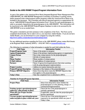 Fillable Online rwah2o Guide to the ARB IRWMP ProjectProgram ...