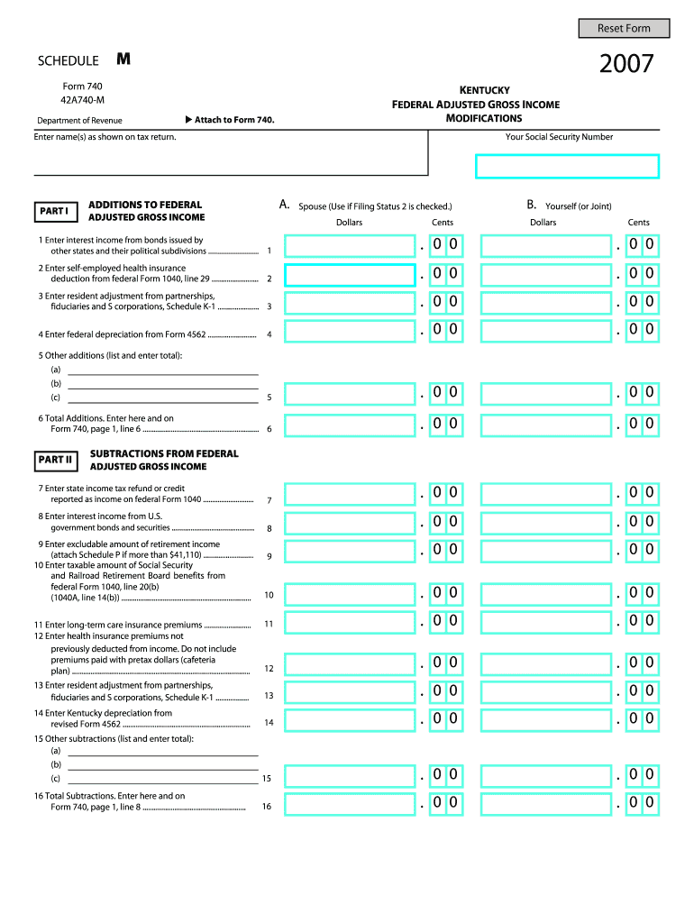 Fillable Online revenue ky Form 740 KENTUCKY FEDERAL ADJUSTED GROSS ...
