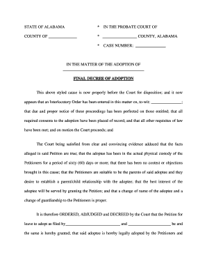 Fillable Online FINAL DECREE OF ADOPTION - s3amazonawscom Fax Email ...