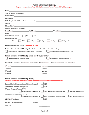 Fillable Online smu PAPER REGISTRATION FORM Register online and - smu ...