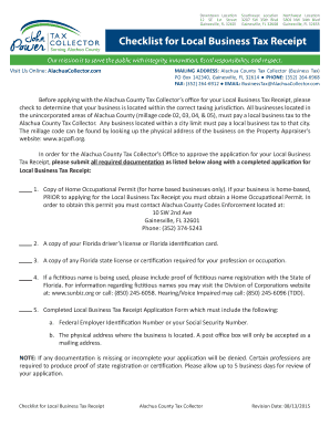 Fillable Online Checklist for Local Business Tax Receipt Fax Email ...