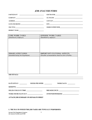 Fillable Online JOB ANALYSIS FORM - tacesoutheastorg Fax Email Print ...