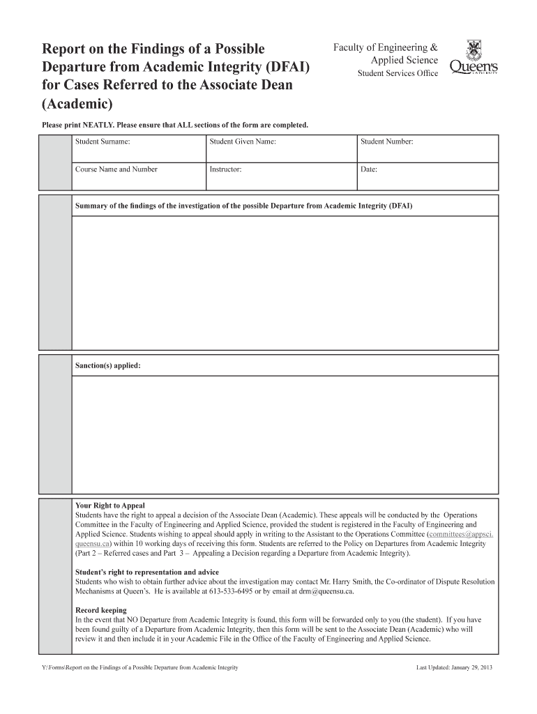 Fillable Online Report on the Findings of a Possible Departure from Fax ...