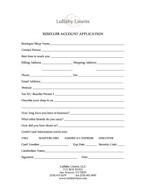 Fillable Online Reseller Account Application Fax Email Print - pdfFiller