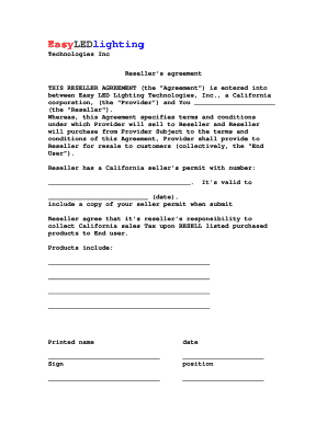 Fillable Online reseller agreement.doc Fax Email Print - pdfFiller