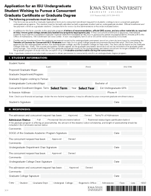 Fillable Online Application for an ISU Undergraduate Student Wishing to ...