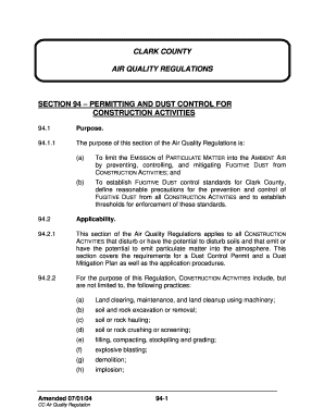 Fillable Online AIR QUALITY REGULATIONS Fax Email Print - pdfFiller