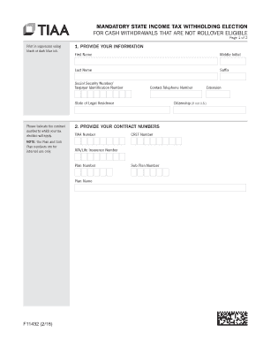 Fillable Online tiaa MANDATORY STATE INCOME TA WITHHOLDING Fax Email ...