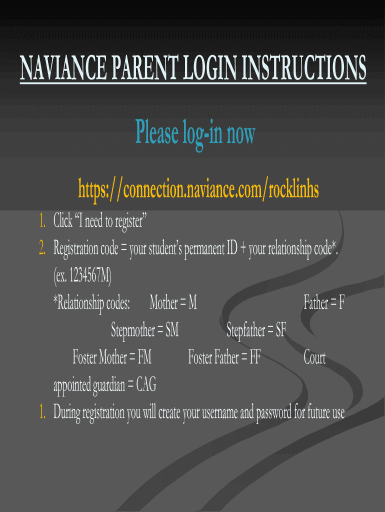 Fillable Online NAVIANCE PARENT LOGIN INSTRUCTIONS Fax Email Print - pdfFiller