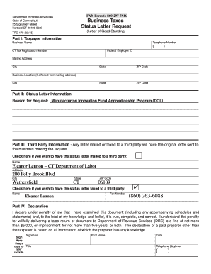 Business Taxes Status Letter Request - Ctdolstatectus - Ctdol State Ct ...