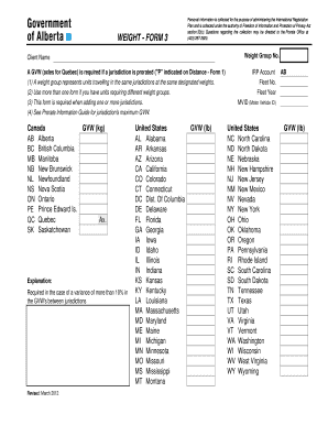 Fillable Online transportation alberta WEIGHT - FORM 3 - Government of ...