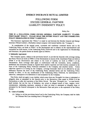 Fillable Online FOLLOWING FORM EXCESS GENERAL PARTNER LIABILITY ...