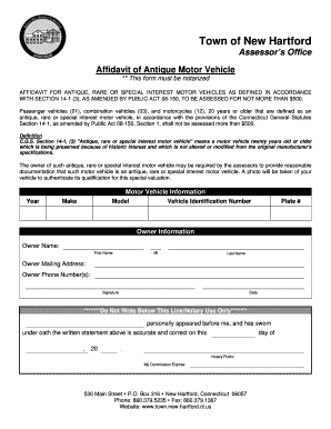 Fillable Online Affidavit of Antique Motor Vehicle Fax Email Print ...