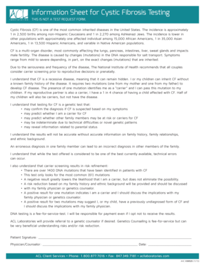Fillable Online Information Sheet for Cystic Fibrosis Testing Fax Email ...