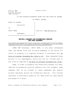 Fillable Online 091406-Motion Evidentiary Hearing oral argument Fax ...