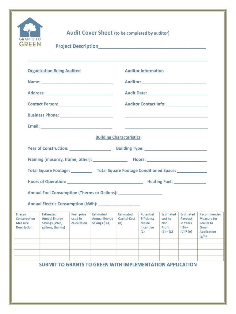 Fillable Online mdf Audit Cover Sheet to be completed by auditor Fax ...