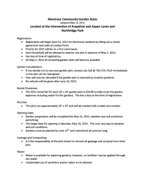 Fillable Online Montrose Community Garden Rules Fax Email Print - pdfFiller