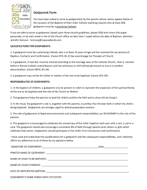 Fillable Online Godparent Form - Squarespace Fax Email Print - pdfFiller