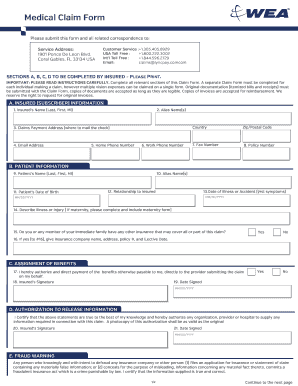 Fillable Online WEA Medical Form Fax Email Print - pdfFiller