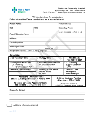 Fillable Online Strathcona Community Hospital Ambulatory - Sherwood ...
