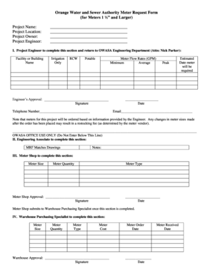Fillable Online owasa Orange Water and Sewer Authority Meter Request ...
