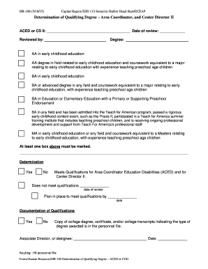 Fillable Online HR-106 DeterminationQualifyingDegree ACED CDII ...