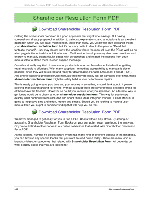 Fillable Online praviharn Shareholder Resolution Form - praviharnnet ...