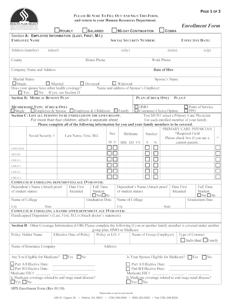 Fillable Online Medical Enrollment Form - aahpscom Fax Email Print ...