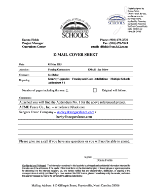 Fillable Online operations ccs k12 nc E-MAIL COVER SHEET - Cumberland ...