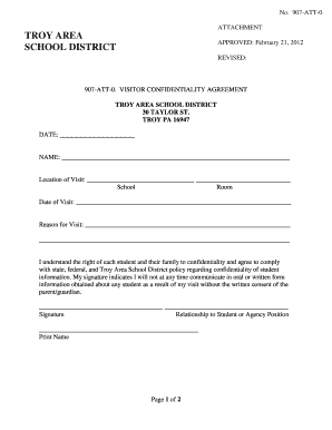 Fillable Online VISITOR CONFIDENTIALITY AGREEMENT Fax Email Print ...