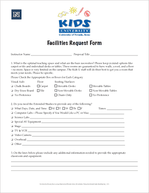 Fillable Online kidsu unr Facilities Request Form - University of ...