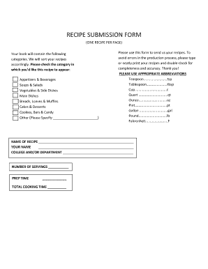 Fillable Online pegasus cc ucf RECIPE SUBMISSION FORM - University of ...