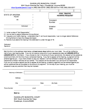 Fillable Online guadalupecourt CIVIL TRAFFIC HEARING REQUEST ...