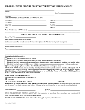 Fillable Online Continuance Order Request for civil cases Fax Email ...