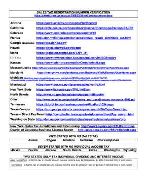 Fillable Online SALES TAX REGISTRATION NUMBER VERIFICATION Fax Email ...