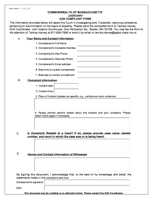 Fillable Online BADAb Complaint bFormb - MassGov Fax Email Print ...