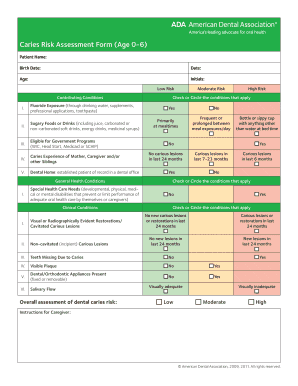 Fillable Online Caries-risk Assessment bFormb - Oral Health Nevada Fax ...