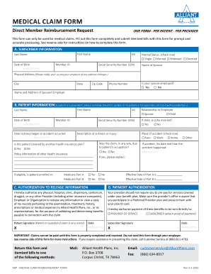 Fillable Online MEDICAL CLAIM FORM - Alliant Fax Email Print - pdfFiller